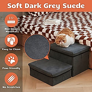 Foldable Dog Stairs/Steps 2-Tier Pet Steps Storage and Adjustable Steps for Small Medium Dogs Pet Steps Storage Stepper for High Beds Sofa Pet Dog Cat