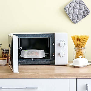 Flexzion Microwave Covers For Food Splatter Guard Protector (Set of 5, Green) - Food Cover Lid With Steam Ventilation Window Dish Washer Safe - Mixed Sizes For Large & Small Food Plates Bowls