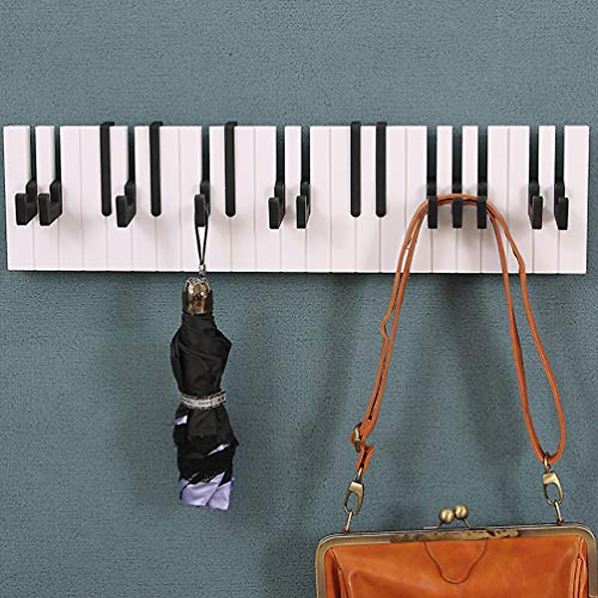 VOSAREA Wall-Mounted Coat Hook,Piano Shape Artistic Coat Rack Heavy Duty Wooden Entry Hanging Coat Hat Clothes Holding Rack 22.8inch