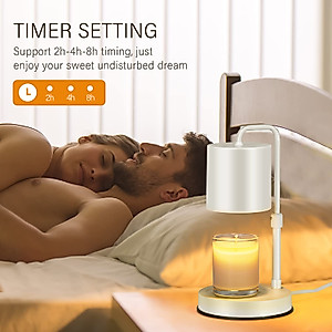 zukakii Candle Warmer Lamp Adjustable Height Dimmable Candle Lamp Warmer with Timer Compatible with Large Jar Candles No Flame Scented Candle Wax Warmer with 2 Bulbs White