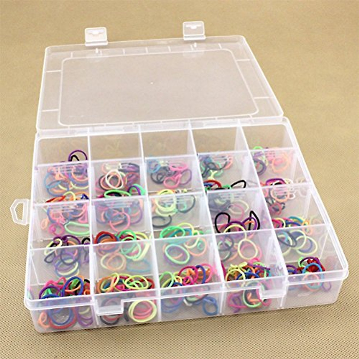 Jewelry Organizer 20-Grid Plastic Box Storage Container Case with Removable Dividers (Transparent)