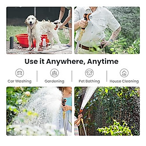 Giraffe Tools Garden Hose 100ft x 5/8", 304 Stainless Steel Metal Water Hose, No Kink Garden Water Hose with 9 Pattern Spray Nozzle, Flexible, Lightweight, Kink Free Hose for Yard, Outdoor