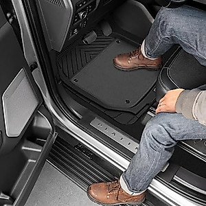 CAT® Detachable Deep Dish Car Floor Mats w/ Removable Carpet Liner - Universal Fit for SUVs Trucks Sedans Washable Easy-Clean Automotive Floor Liners Heavy Duty All Weather Non-Slip Comfort - Charcoal