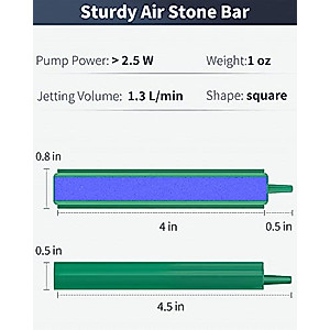 Pawfly Aquarium Air Stone Bar Bubbler 4 Inch Bubble Release Tool with Plastic Base Square Oxygen Diffuser for Nano Air Pump Small Bucket and Fish Tank, 4 Pack