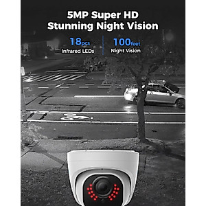 Reolink 5MP PoE Security Camera System Bundle, 6pcs 5MP Smart Human Vehicle Detection PoE Cameras, nDome IP Cameras, an 8CH NVR Pre-Installed with 2TB HDD(Include 4 x 18M Cat5 Cable)