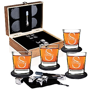 Custom Whiskey Glasses For Men - Premium Scotch Box Engraved Gift for Husband, Dad, Boyfriend - Personalized Bar Gifts for Bourbon Lovers - Christmas, Anniversary, Birthday