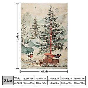 Blanket Wintery Birds and Trees Throw Blankets Rustic Country Holiday Soft Flannel Cozy Blankets for Couch Sofa Bed for Adults Kids Boys Teens Gift 30"x40"