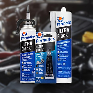 Permatex 82180 Ultra Black Maximum Oil Resistance RTV Silicone Gasket Maker, Sensor Safe And Non-Corrosive, For High Flex And Oil Resistant Applications 3 oz