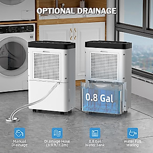 AIRPLUS 4,500 Sq.Ft 70 Pint Dehumidifier for Basements, (4 Smart Modes) Quiet Dehumidifiers for Bedroom & Home with Drain Hose, Auto Shut Off/24 Hr Timer/0.8Gallon Water Tank
