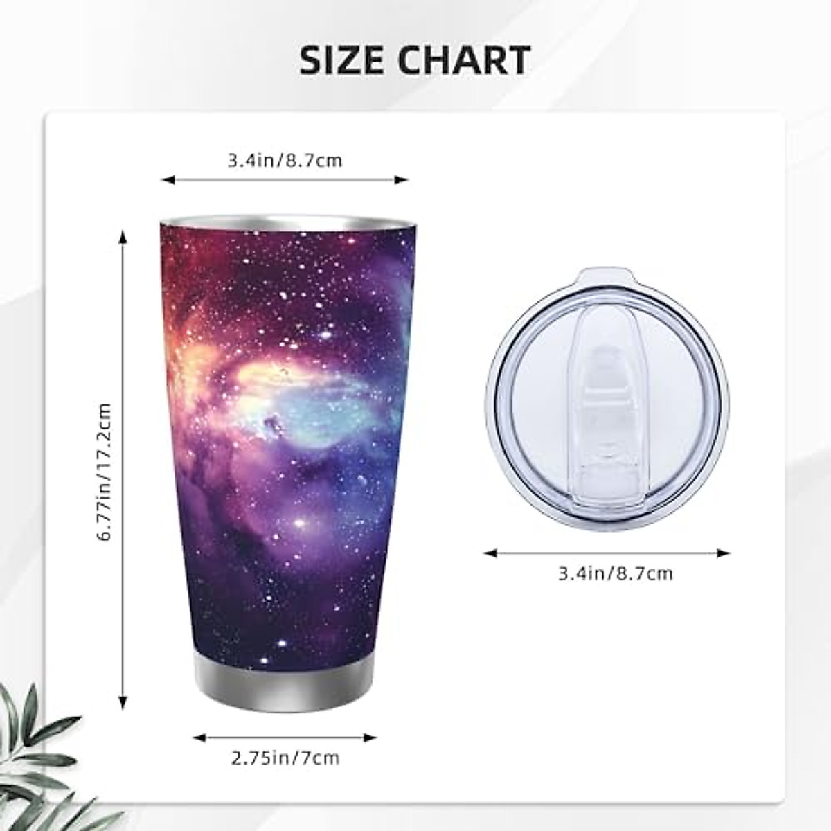 AYCZN Universe Nebula 20 OZ Tumbler Stainless Steel Travel Coffee Mug, Space Star Insulated Water Bottle with Lid and Straws Leakproof Thermal Cup