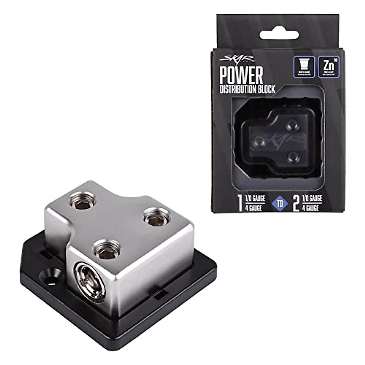 Skar Audio x1 0/4 Gauge Input to x2 0/4 Gauge Outputs Power Distribution Block (SK-DIST-BLK3)