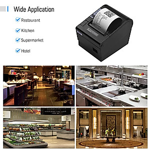 Jabey Thermal Printer,80mm USB Thermal Receipt POS Printer Auto Cutter High Speed Printer Clear Printing Compatible with ESC/POS Print Commands for Supermarket Store Home Business