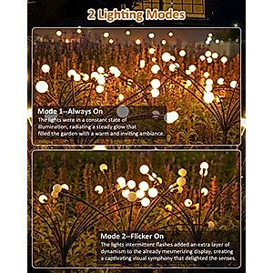 Solar Powered Firefly Garden Lights, 8 Pack 12 LED New Upgraded Swaying Solar Garden Lights with 2 Lighting Mode, Solar Firefly Lights Outdoor Waterproof for Yard Patio Pathway Decoration,Warm White