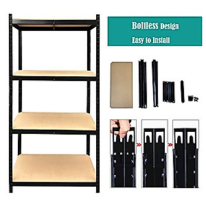 Garage Storage Shelving Unit Heavy Duty Metal Frame 353lbs Load Per Tier, 31.5 x 15.7 x 64in, 4 Adjustable Shelves, Industrial Shelving Utility Shelves Storage Rack for Home Warehouse Kitchen, Black