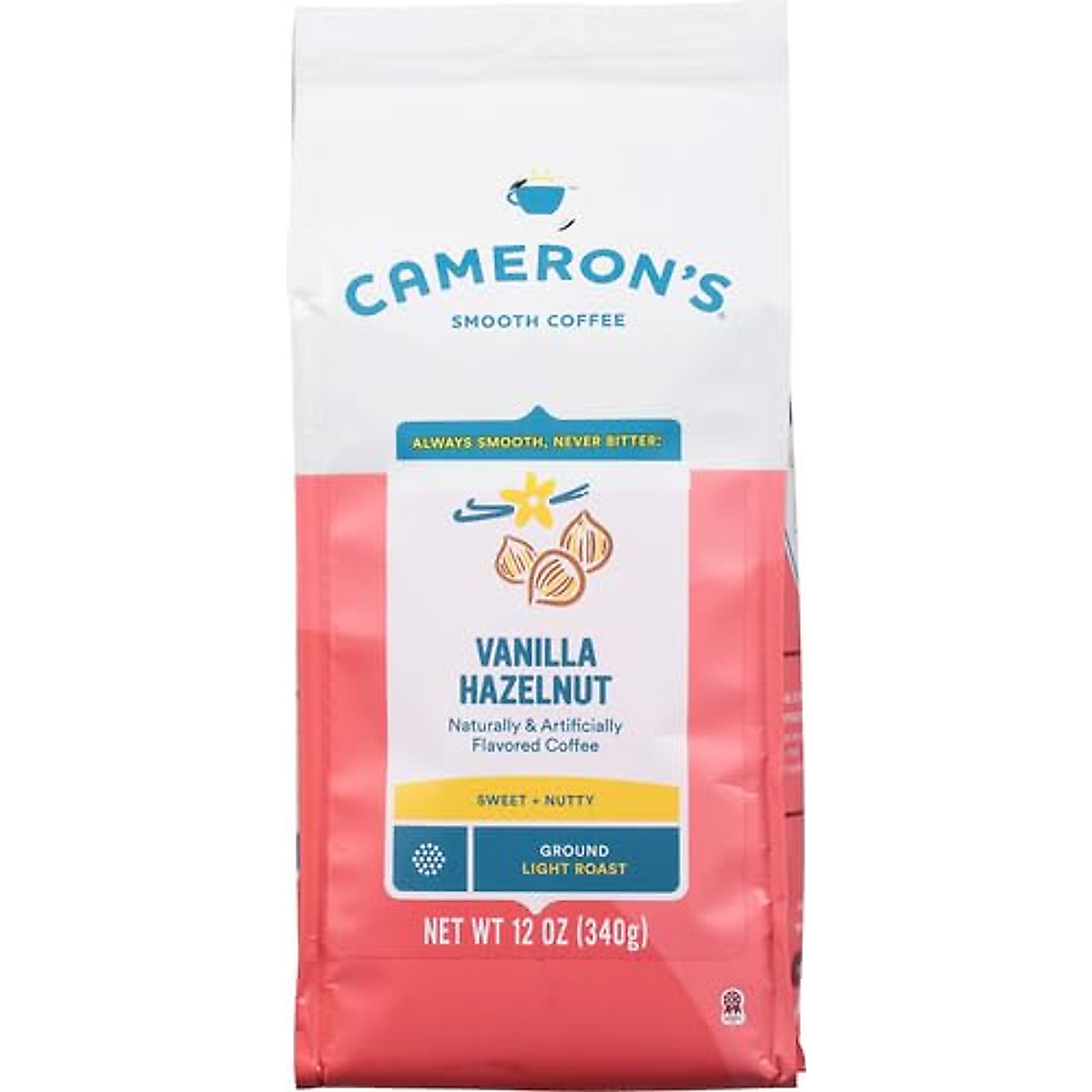 Cameron's Coffee Roasted Ground Coffee Bag, Flavored, Vanilla Hazelnut, 12 Ounce