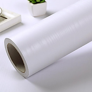 Yifely Solid White Wood Grain Shelving Paper Removable Vinyl Shelf Liner Door Table Cabinet Sticker 17.7 Inch by 9.8 Feet