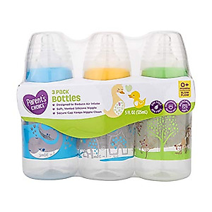 Parents Choice 3 Pack of 5 Ounce Baby Bottles Slow Flow Nipple