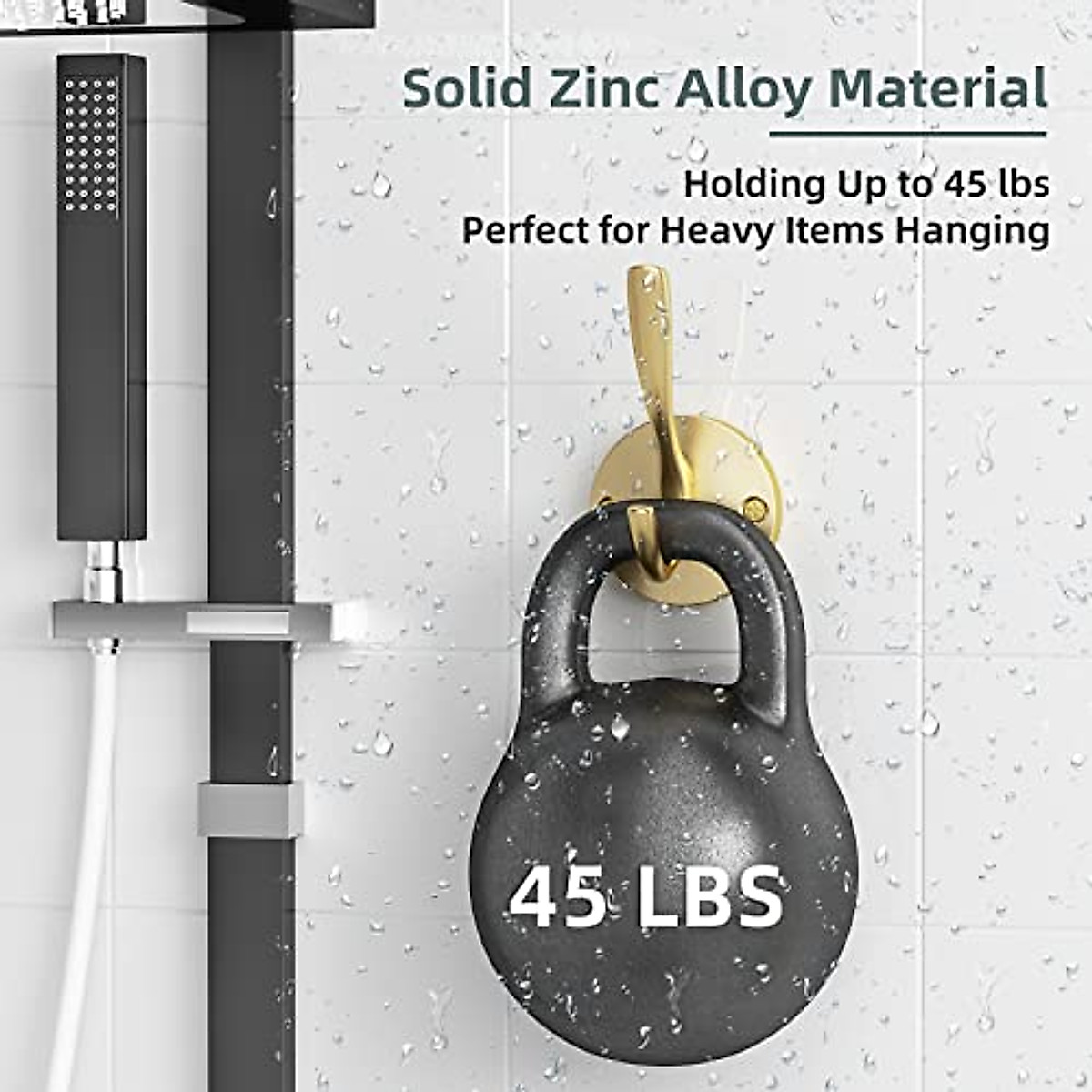 ZUONAI Rose Gold Hooks 4 Pack Brushed Gold Wall Hooks Heavy Duty Metal Coat Hooks for Hanging Coats and Hat Hooks Wall Mounted Towel Hooks for Bathrooms Clothing Hooks for Bedroom Double Hooks