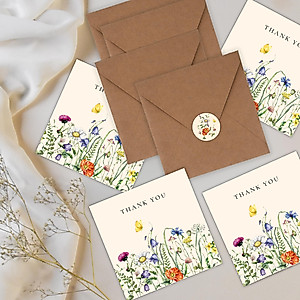 CCAMSSELY Thank You Cards with Envelopes - 50 Pack Floral Blank Thank You Cards Bulk for Wedding Baby Shower Bridal Birthday Graduation