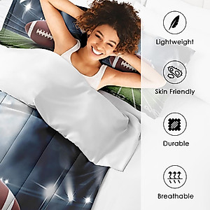 Nesphy Football Full Comforter Set, Rugby Field Football Bedding Set 3 Piece, All Season Soft Toddlers Children Adults Bedroom Bed Decoration Comforter and 2 Pillow Shams