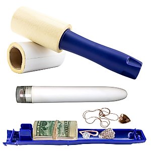 Iconikal Hidden Compartment Lint Roller with Hidden Personal Vibrator Space, Includes 1 Spare Lint Roll, Blue