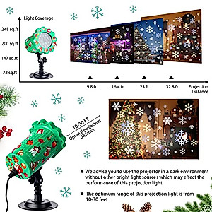 2 Pcs Christmas Projector Lights Outdoor Snowflake Lights Snowfall Show Holiday Projector Waterproof LED Lights with Remote Control Timer for Xmas Holiday Party Home Garden Patio Decorations (Classic)