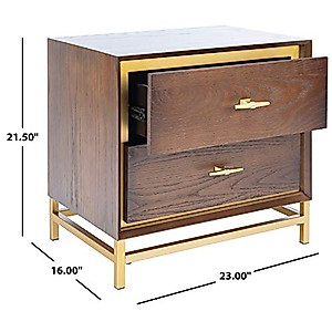 SAFAVIEH NST6401B, 23" W x 16" L x 21.5" H, Walnut/Brass