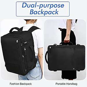 Rinlist Carry-on Backpack for Men Women, Black Travel Backpack Flight Approved, Anti Theft Casual Daypack, Weekender Backpack for Hiking Sport Gym College, Travel Essentials Must Haves