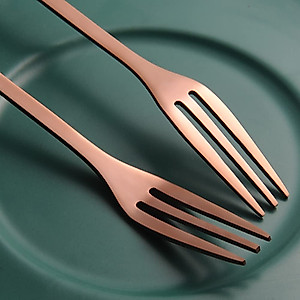 AnSaw Elegant Stainless Steel Dessert Forks, 20-Pc Set - Rose Gold Mini Leaf Design, 4.7" Perfect for Fruit, Appetizer, Cake & Salad, Ideal for Cocktail Parties & Home Use