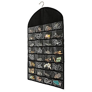 Foraineam 3 Pack Hanging Jewelry Organizer 32 Pockets 18 Hook and Loops Necklace Holder Earrings Bracelet Ring Display Storage Bag