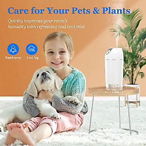 HandFun Mini Humidifier-Battery Operated 480ml Cordless Portable Small Humidifier USB Rechargeable Personal Desktop Humidifiers With Night Light & 4 Spray Modes for Car, Baby, Plants (White, 2600mAh)