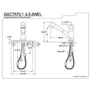 Kingston Brass GSC7575WEL Pull-Out Kitchen Faucet, 8-9/16" in Spout Reach, Oil Rubbed Bronze