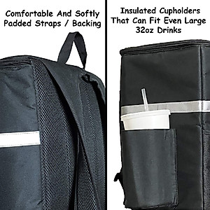 FRESHIE Insulated Food Delivery Backpack with Cup Holders / Drink Carriers Premium, For Drivers Of Door Dash, Postmates, Grub Hub, Pizza Bag, Grocery, Beverage, Commercial Quality (Backpack)