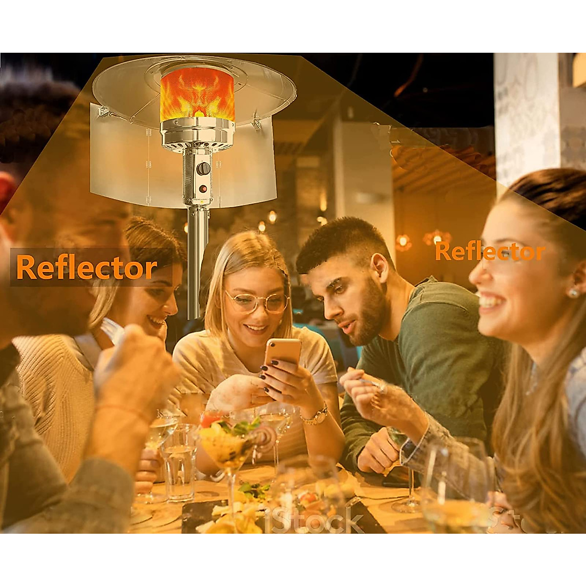 Patio Heater Reflector Shield Heat Focusing Reflector Outdoor Heaters for Patio Propane Heater Propane Heaters Indoor Heat Lamp Heat Shield