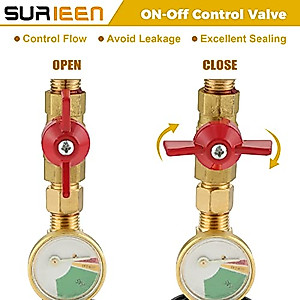 QCC1 Propane Refill Elbow Adapter with Propane Tank Gauge, 90 Degree Propane Refill Adapter with ON/Off Control Valve, QCC1 Propane Tank Refill Adapter for Camping Grill 1LB from 5-40LBS Cylinder