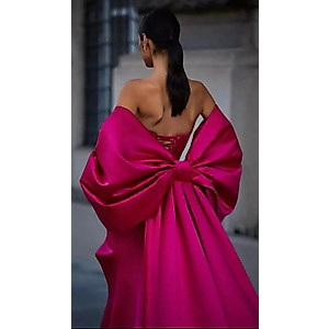 Mouccy Black Halloween Cape with Big Bow Satin Wedding Bridal Cloak Detachable Bridal Wraps with Sleeves Detachable Train