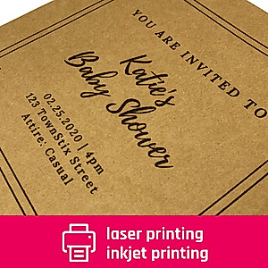 50 Sheets, Brown Kraft Cardstock, 200 GSM (75 lb. Cover), 8.5 x 11 inches
