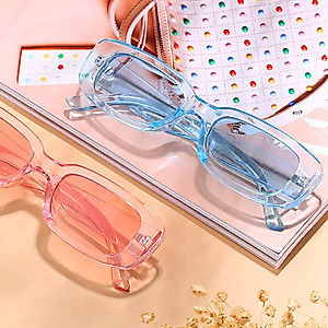 Tskestvy 12 Pairs Rectangle Sunglasses Pack Small Square Frame Glasses Retro Y2K Aesthetic Early 2000S Fashion for Women