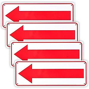 4-Pack Arrow Sign,for Indoor or Outdoor Use，10"x 3.5" .04" Aluminum Reflective Sign Rust Free Aluminum-UV Protected and Weatherproof
