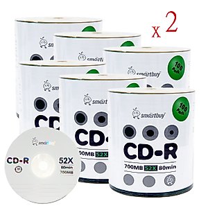 Smart Buy Logo CD-R 1200-Pack 700mb 52x Blank Data Recordable Discs, 1200 Disc, 1200pk