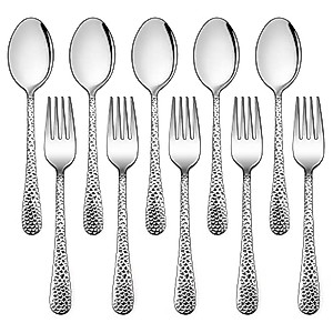 LIANYU 10-Piece Kids Silverware Set, Includes 5 Kid Spoons, 5 Kid Forks, Stainless Steel Toddler Utensils Children Flatware Set, Child Preschooler Cutlery Set, Dishwasher Safe