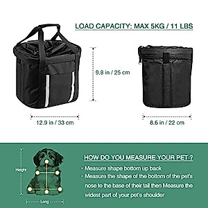 ANZOME Upgraded Dog Carrier Bike Basket, Detachable Handlebar Front Basket with Reflective Stripes and Adjustable Dog Seatbelts for Safe Night Riding and Convenient Detachable Use