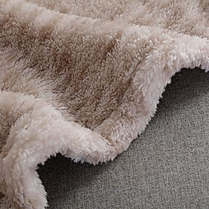 SOCHOW Melange Sherpa Throw Blanket, All Seasons 300GSM Lightweight Fuzzy Warm Super Soft Plush Fleece Blanket for Bed, Sofa and Couch, 60 x 80 inches, Camel