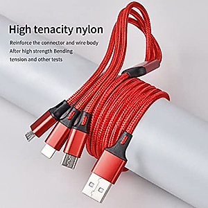 jeefull power Multi Charging Cable 3 in 1 Nylon Braided Multi USB Cable Multiple Charger Fast Charging Cord Compatible with Most Smart Phones & Pads 3PCS
