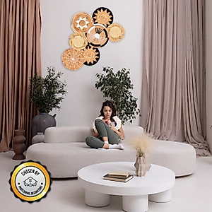 Kokoboho - Wall Basket Decor Set of 7 (Large Setup Sizes, for Example: 55" x 39" and 47" x 26") - Infused with Boho Style & Natural Elegance - Handcrafted Vietnamese Artistry with Seagrass. Basket sizes: 1 x 13.8", 2 x 13", 2 x 11.8", 2 x 11"