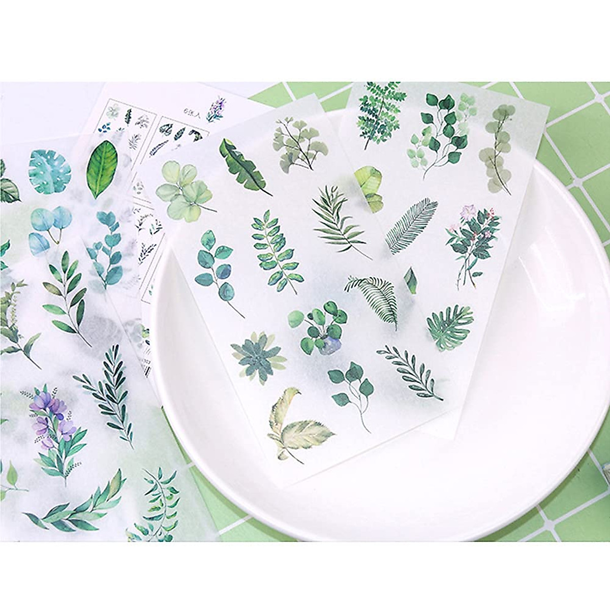 Kawaii Green Plant Flower Sticker Set Nature Theme Stickers Pack for Scrapbooking Journaling DIY Personal Journal Planner Calendar Agenda Letter Diary Envelope Gift Decor Card Making Decal Labels (B)