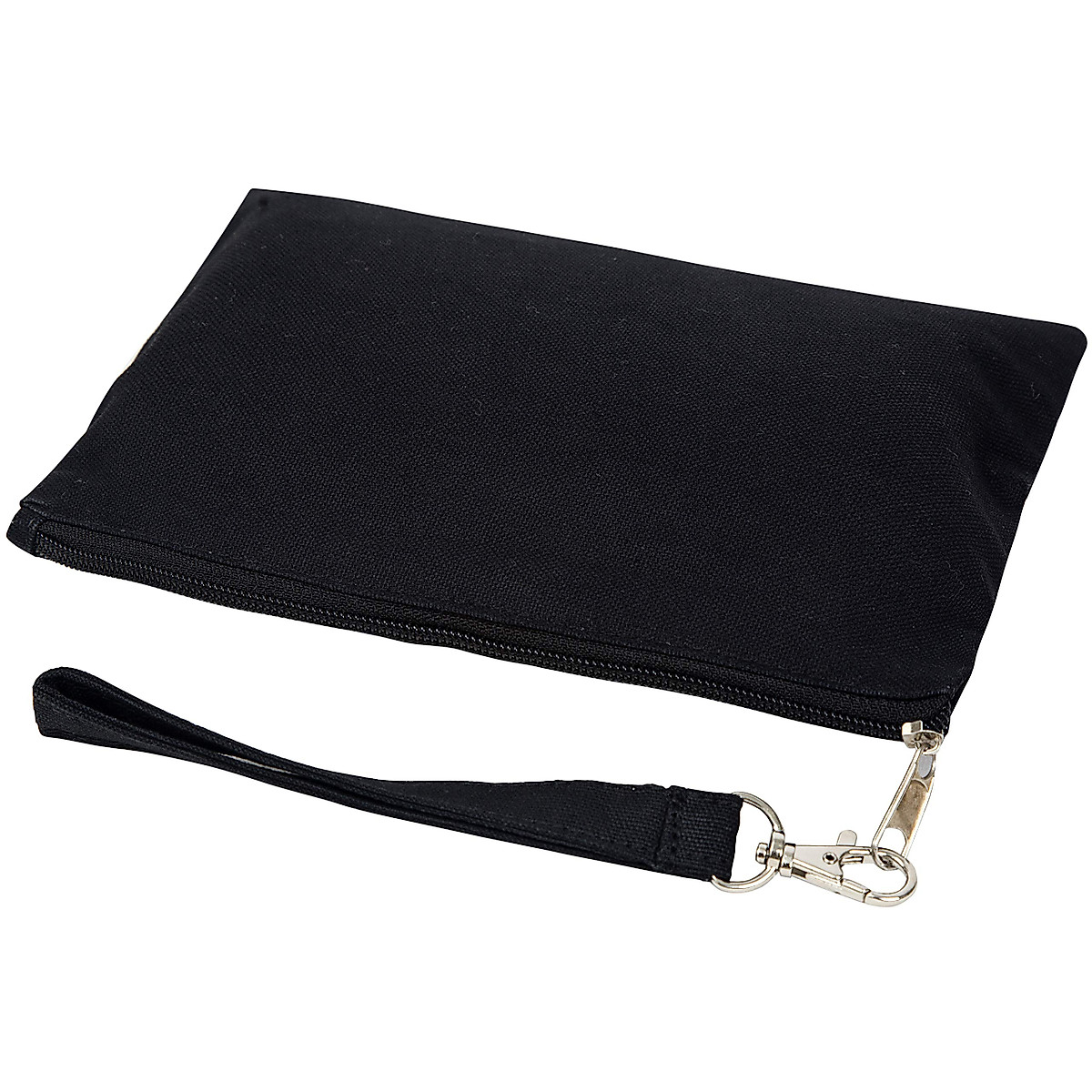 BUMBLE CRAFTS Large Canvas Wristlet with Zipper, Multipurpose Cosmetic Bag, Travel Toiletries Bag, Pencil Case, Party Favors, Canvas Wristlet, 9" x 6", 100% Cotton Canvas - Pack of 12 (Black)