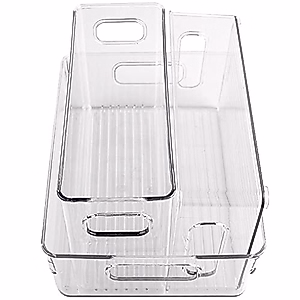 Beilay Kitchen Refrigerator Cabinet or Pantry Storage Organizer Bin with Handles for Breast Milk, Pouches, Jars, Bottles, Formula, Juice Boxes A1