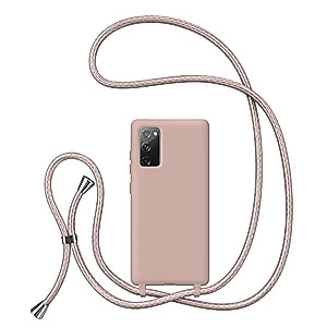 ZTOFERA Crossbody Case for Samsung Galaxy S20 FE 5G with Lanyard Strap Adjustable Rope Liquid Silicone Soft Cover Pink