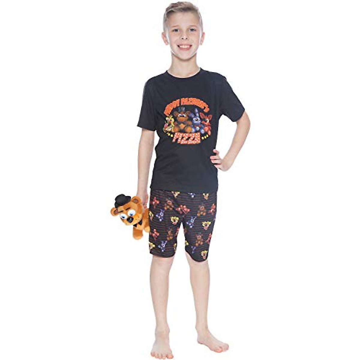Five Nights at Freddy's 'Plushy Pizza' Pajama Short Set, Black, L